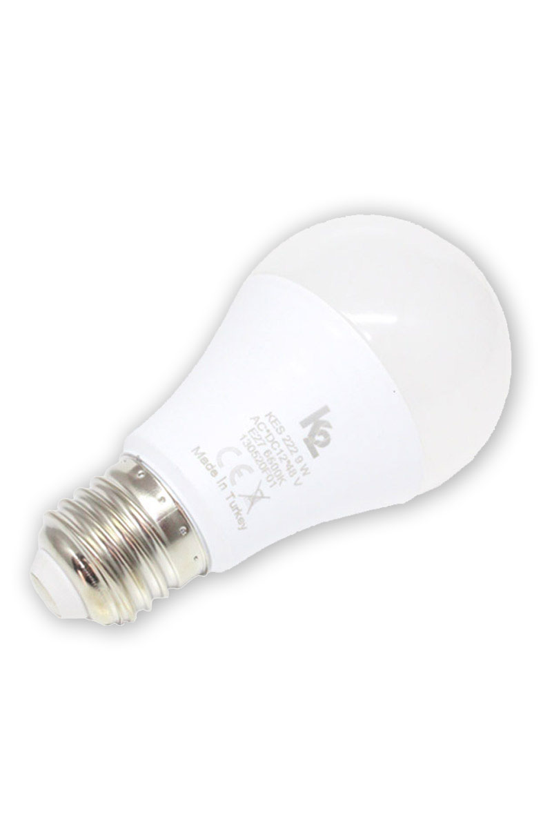 En Ucuz Global K2 KES222 9W 12-24-48V E27 Ac/Dc 6500K Beyaz Led A60 Ampul
