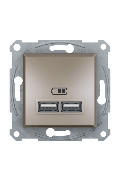 Schneider EPH2700269 İkili 2.1A Asfora Bronz USB Priz