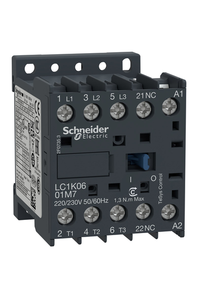 Schneider LC1K0601Q7 Tesys K 380V AC 1NK 3P Ac3 6A Kontaktör