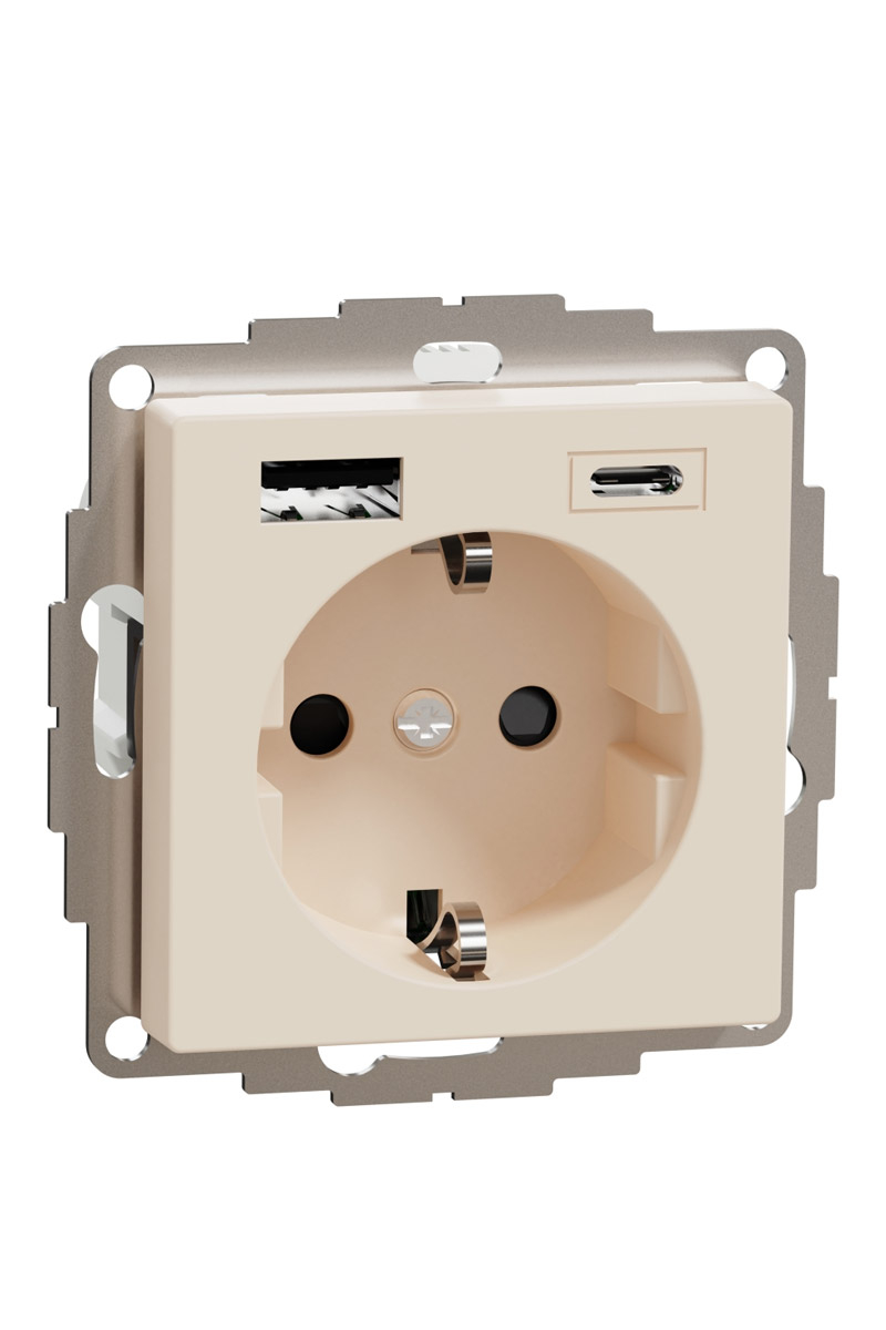 Schneider MTN2367-0344 Usb Type A+C Korumalı Topraklı Priz