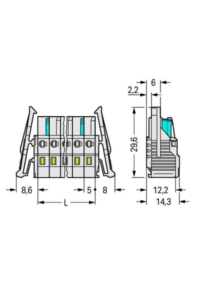 Wago 721-104/037-000 50 Adet 2.5mm2 MCS 4lü Dişi Konnektör