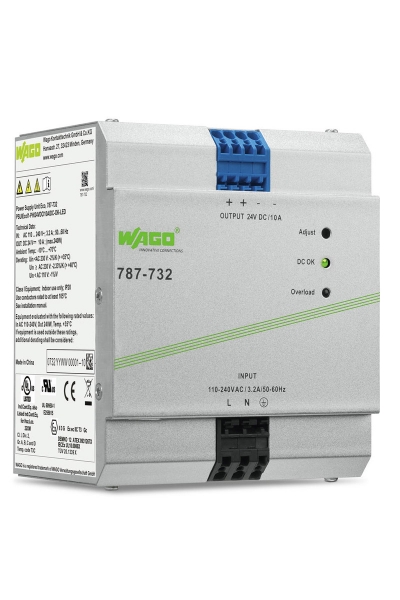 Wago 787-732 Giriş AC 90V 264V DC 24V DC 10A Güç Kaynağı